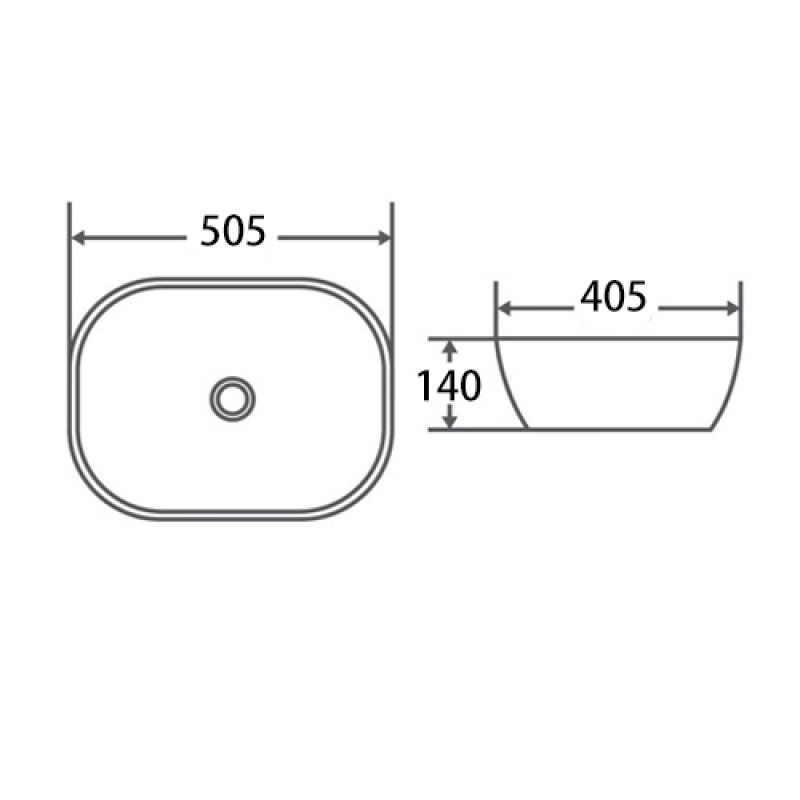 PA4939MB Ultra slim matt black ceramic basin 505*405*140