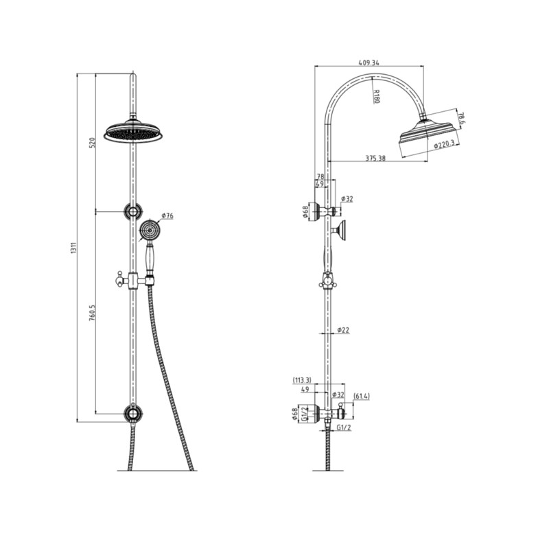 Clasico Combination Shower Set. HPA868-201 ACL